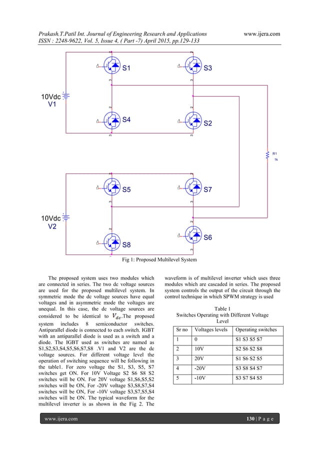 Multilevel Inverter using SPWM Technique for AC Power Supply | PDF