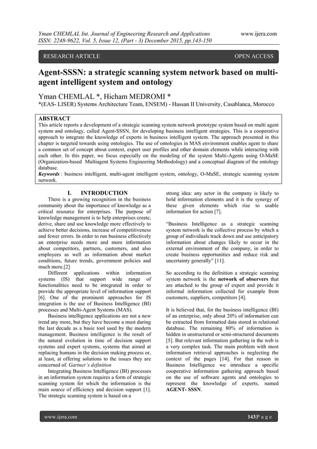 Agent-SSSN: a strategic scanning system network based on multiagent intelligent system and ...