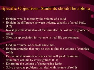 Volume of three dimensional shapes (sphere, cube etc) | PDF