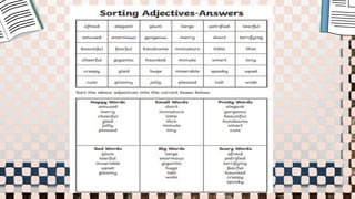 adjectives for grade 2 learn about adjectives | PPTX