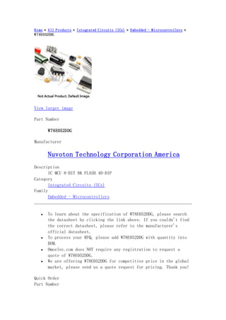 W78E052DDG -Nuvoton Technology Corporation America - omoelec.com