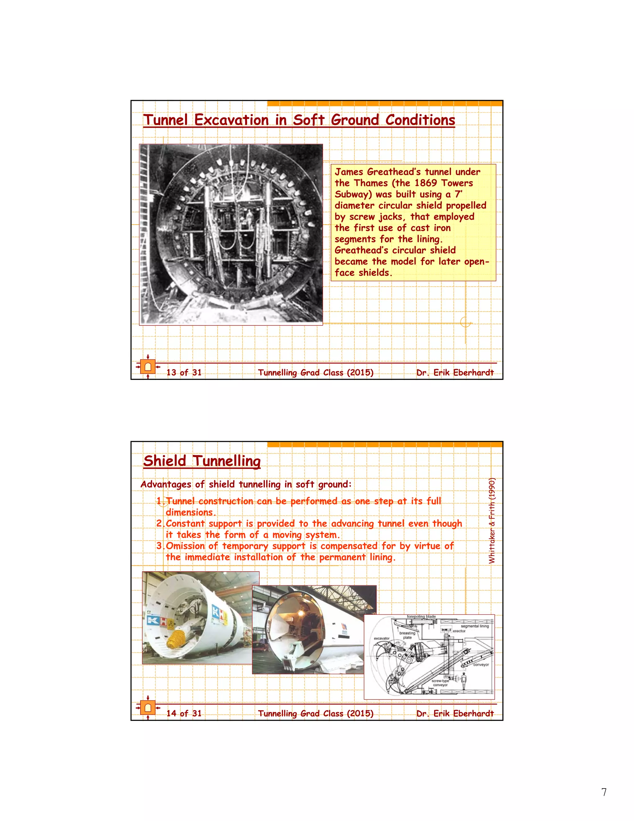 Tunnelling & underground design (Topic4-soft ground tunnelling methods ...