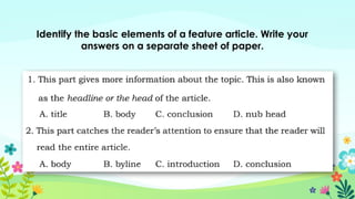 Writing a Feature Article............... | PPTX