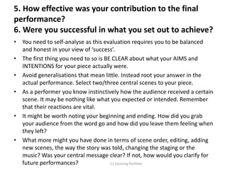 GCSE Drama C1 Devising - portfolio guidelines | PPTX