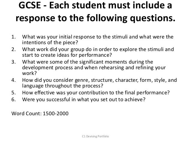 GCSE Drama C1 Devising - portfolio guidelines