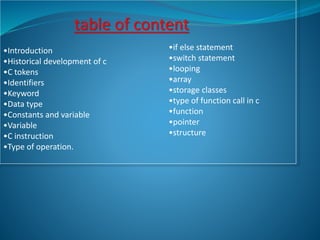 C language presentation | PPTX