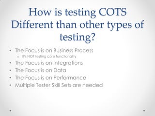 Testing in the New World of Off-the-Shelf Software | PDF