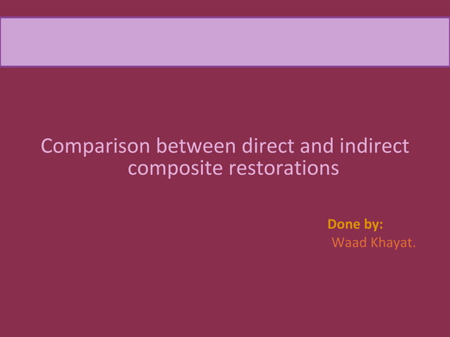Comparison between Direct and Indirect Composite Resin Restorations ...