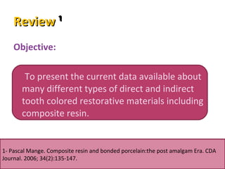 Comparison between Direct and Indirect Composite Resin Restorations | PPT