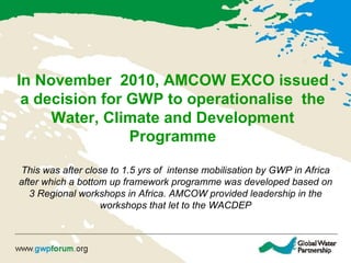 Water, Climate Development Programme (WACDEP) by Alex Simalabwi | PPT