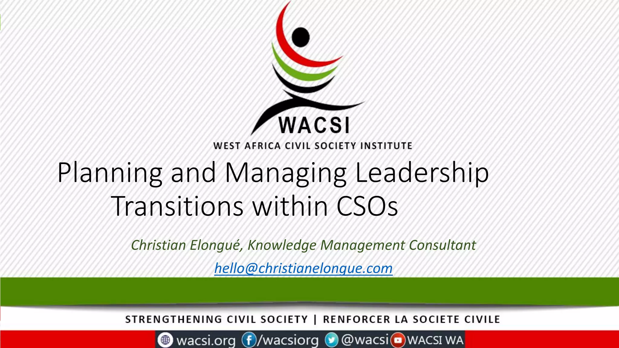 Planning and Managing Leadership Transitions and succession within CSOs ...