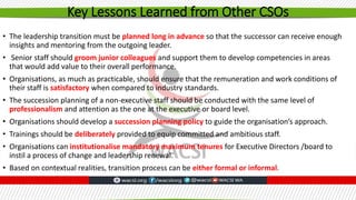 Planning and Managing Leadership Transitions and succession within CSOs ...
