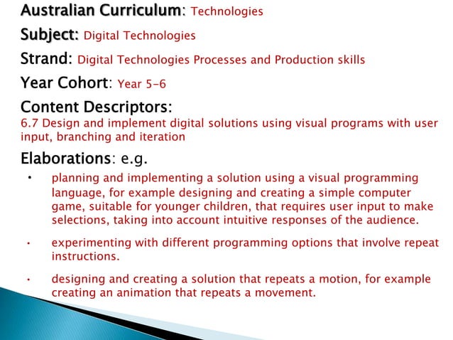 WA Curriculum Outline: Technologies | PPT