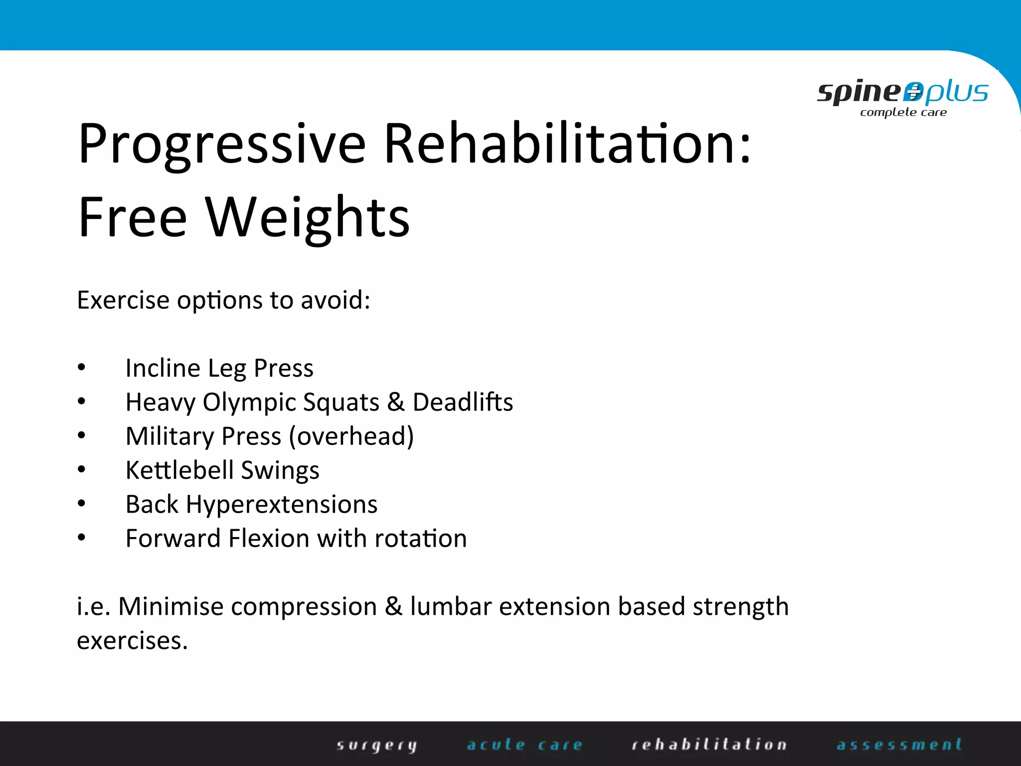 Progressive rehabilitation for low back pain | PDF