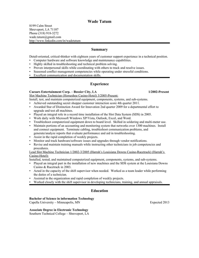 Wade Tatums Resume | PDF