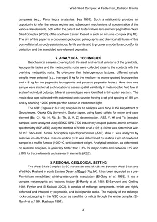The Wadi Sikait Complex: A Fertile- Post-Collisionl Granite-Pegmatite ...