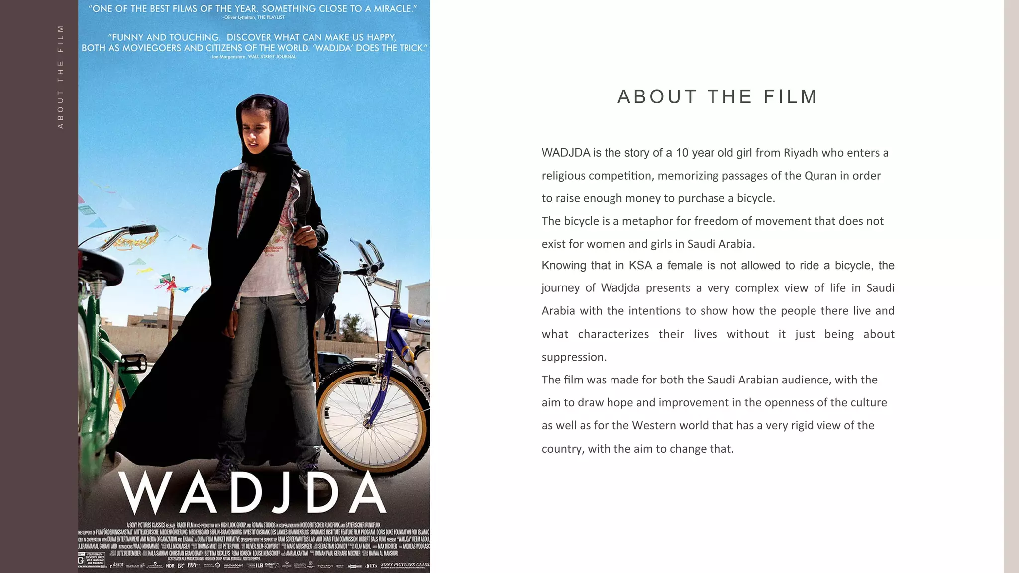 Wadjda - The Film // Project Management - Success Factors | PPT