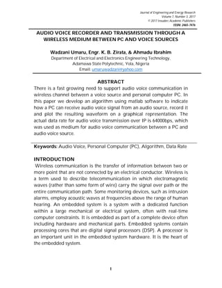 AUDIO VOICE RECORDER AND TRANSMISSION THROUGH A WIRELESS MEDIUM BETWEEN PC AND VOICE SOURCES ...