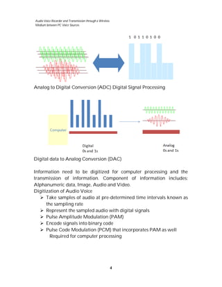 AUDIO VOICE RECORDER AND TRANSMISSION THROUGH A WIRELESS MEDIUM BETWEEN PC AND VOICE SOURCES | PDF