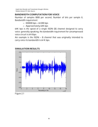 AUDIO VOICE RECORDER AND TRANSMISSION THROUGH A WIRELESS MEDIUM BETWEEN PC AND VOICE SOURCES | PDF