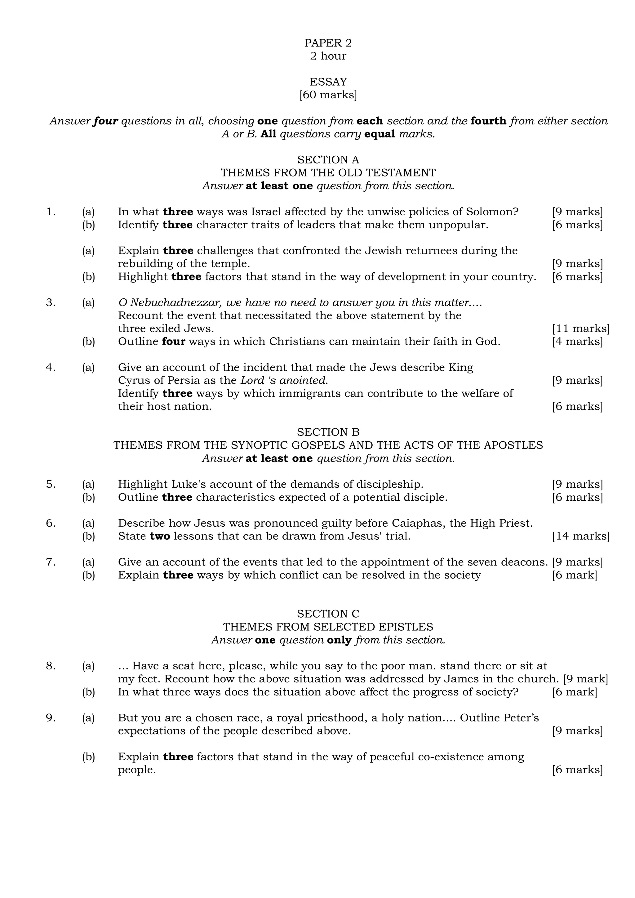 WAEC Past Questions on CRS Christian Religious Studies.pdf