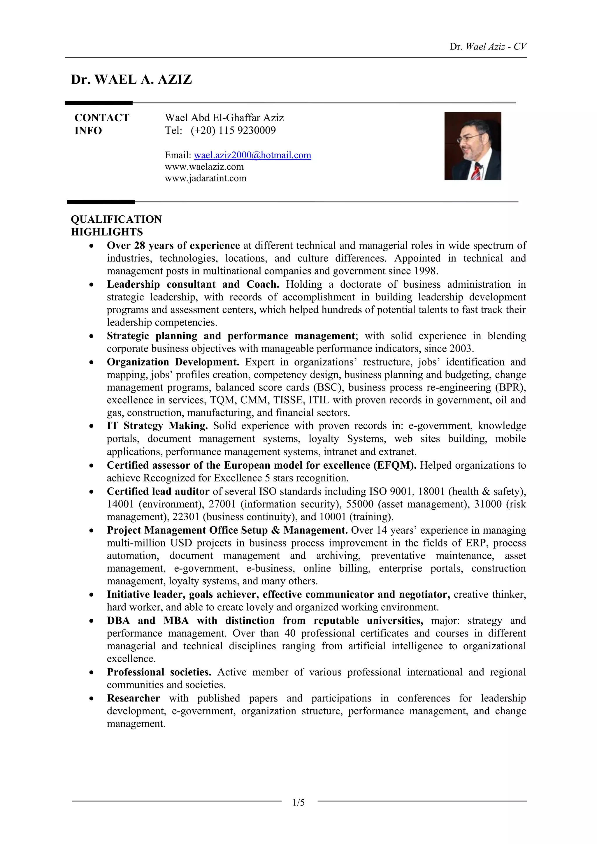 Dr. Wael Aziz CV | PDF
