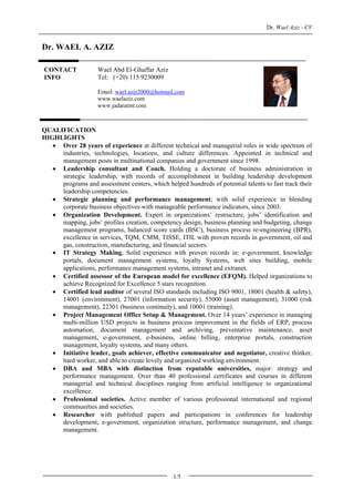 Dr. Wael Aziz CV | PDF