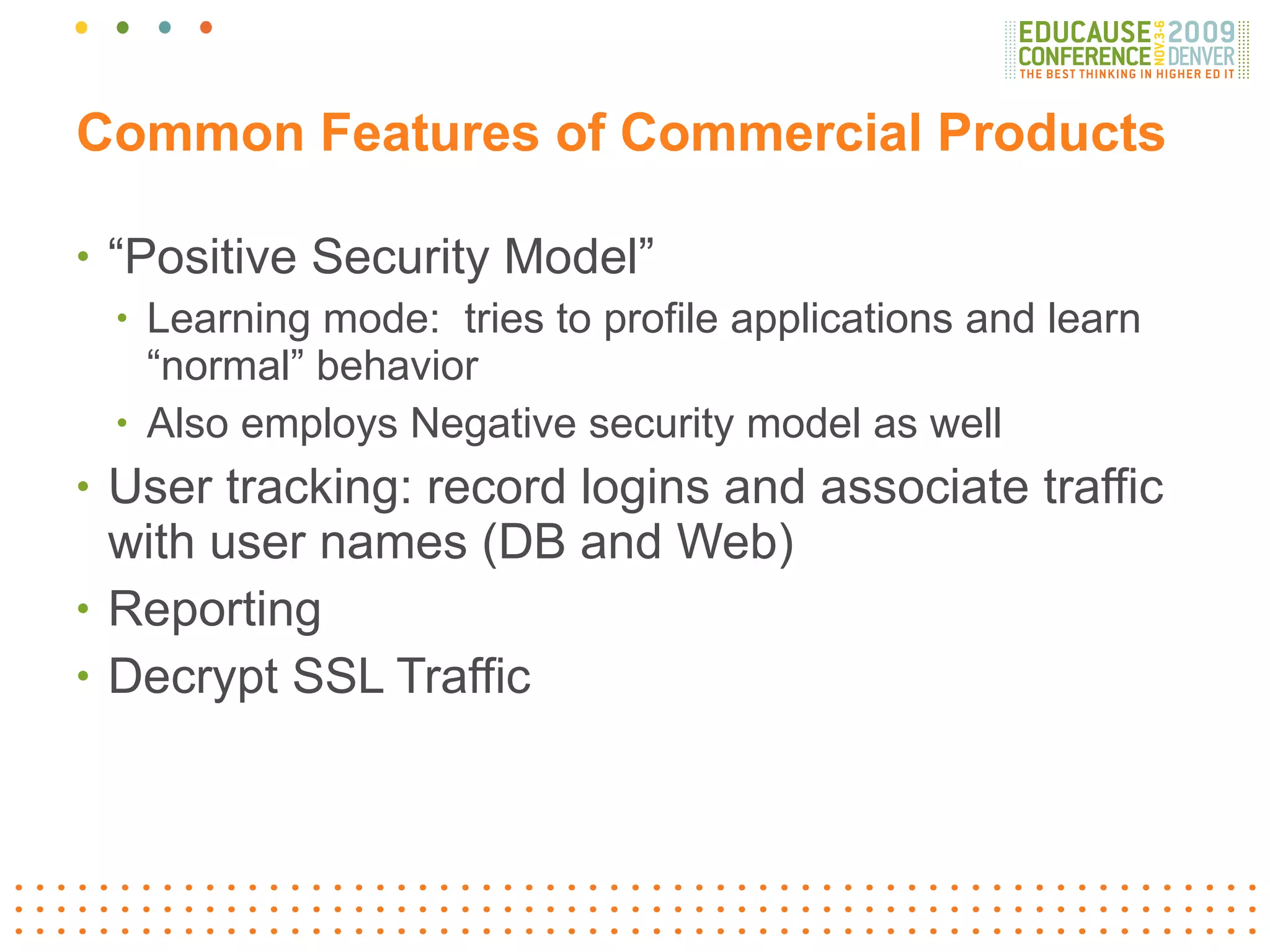2009 Securing Applications With Web Application Firewalls And Vulnerability Assessments Ppt