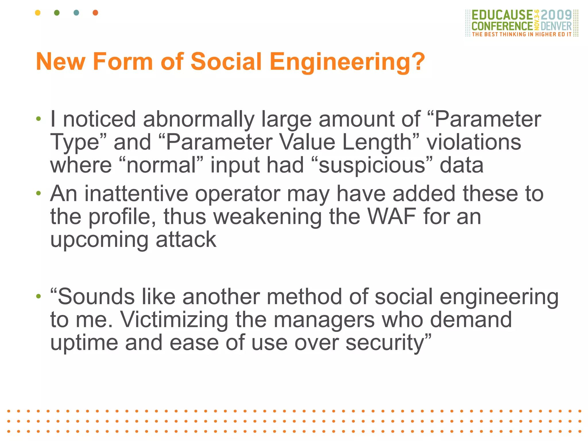2009 Securing Applications With Web Application Firewalls And Vulnerability Assessments Ppt