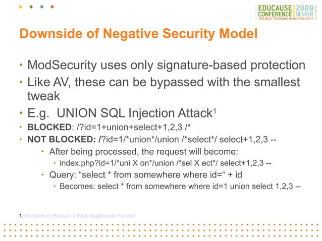 2009 Securing Applications With Web Application Firewalls And Vulnerability Assessments Ppt