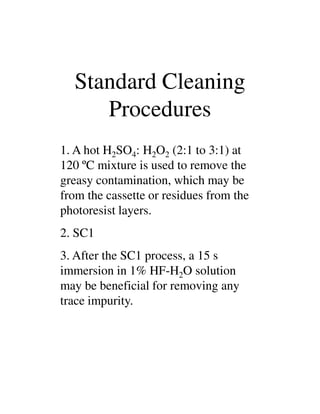 Wafer cleaning | PDF