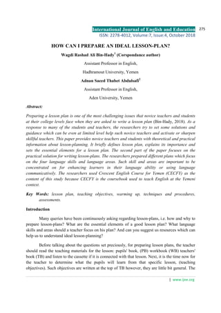 How Can I Prepare an Ideal Lesson-Plan ? | PDF