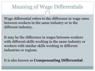 Wage differentials (compensating differentials) | PPTX