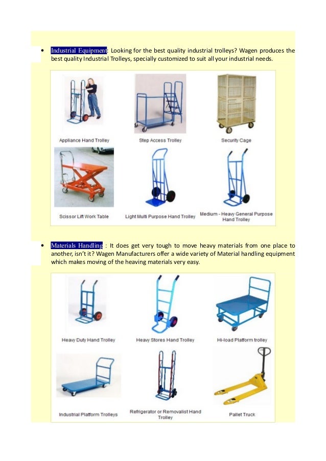 Wagen manufacturing trolleys, castors and materials handling equipments