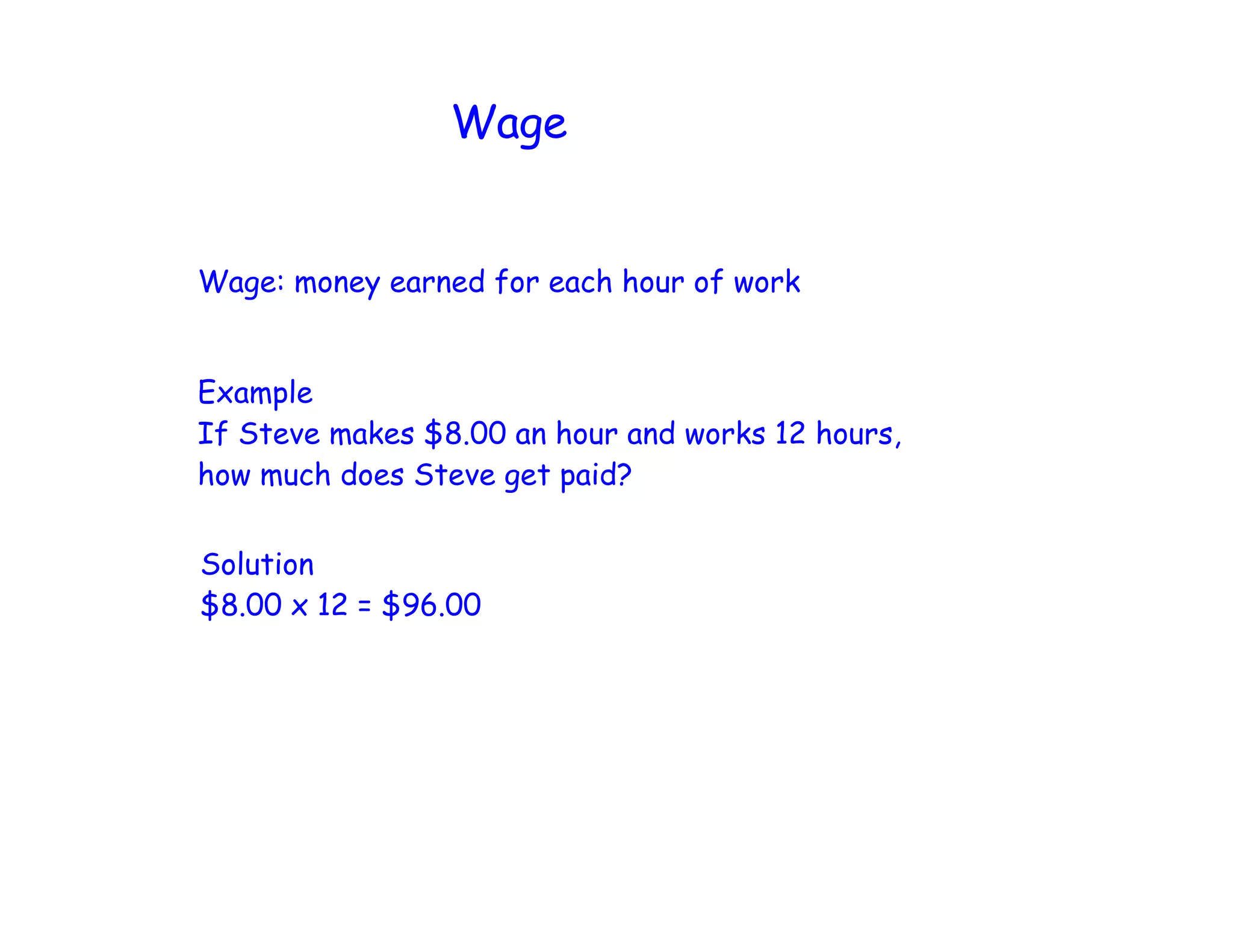 Wages Lesson 1 | PDF