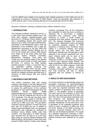 Identification of the Downy Mildew Resistant Sources in Sunflower | PDF
