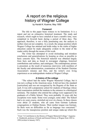 Wagner College: Four Histories | PDF
