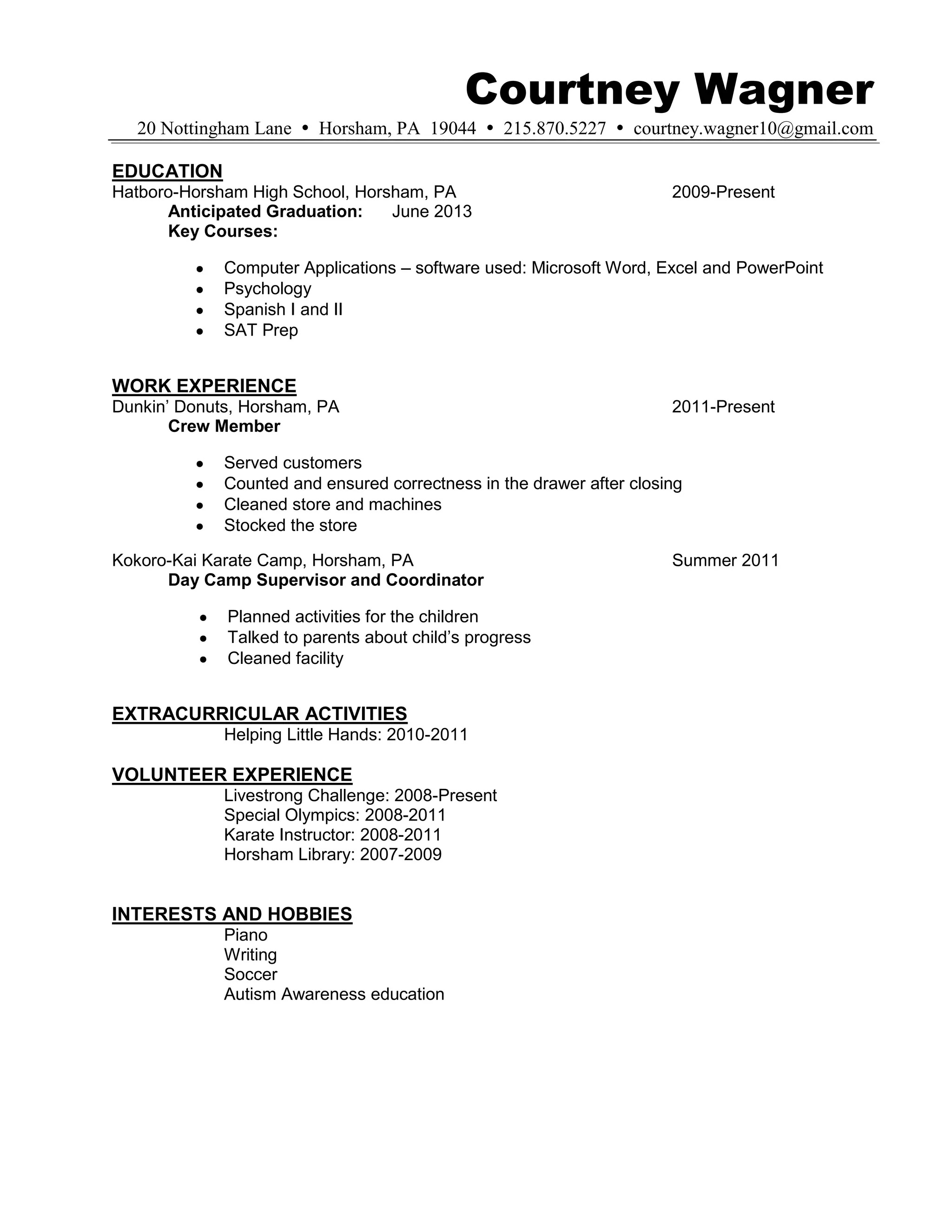 Courtney Wagner Resume | DOCX