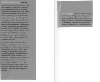 Wagner roy2010 coyote anthropology | PPT