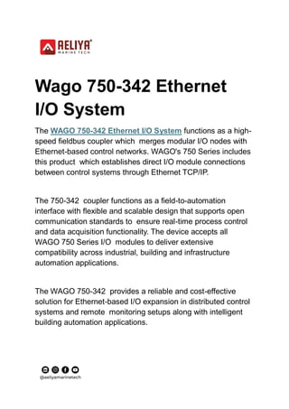 WAGO 750-342 I/O System | Ethernet TCP/IP Fieldbus Module | PDF