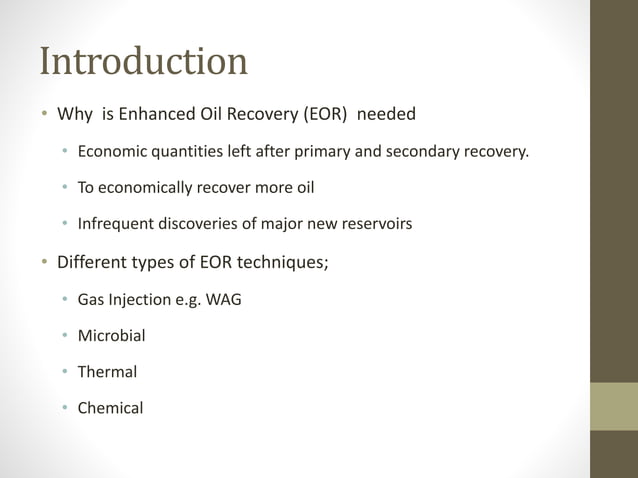 Water alternating gas (WAG) - A Enhanced Oil Recovery technique | PPTX ...