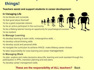 WA Guidelines for Career Development and Transitions Launch | PPT