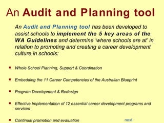 WA Guidelines for Career Development and Transitions Launch | PPT