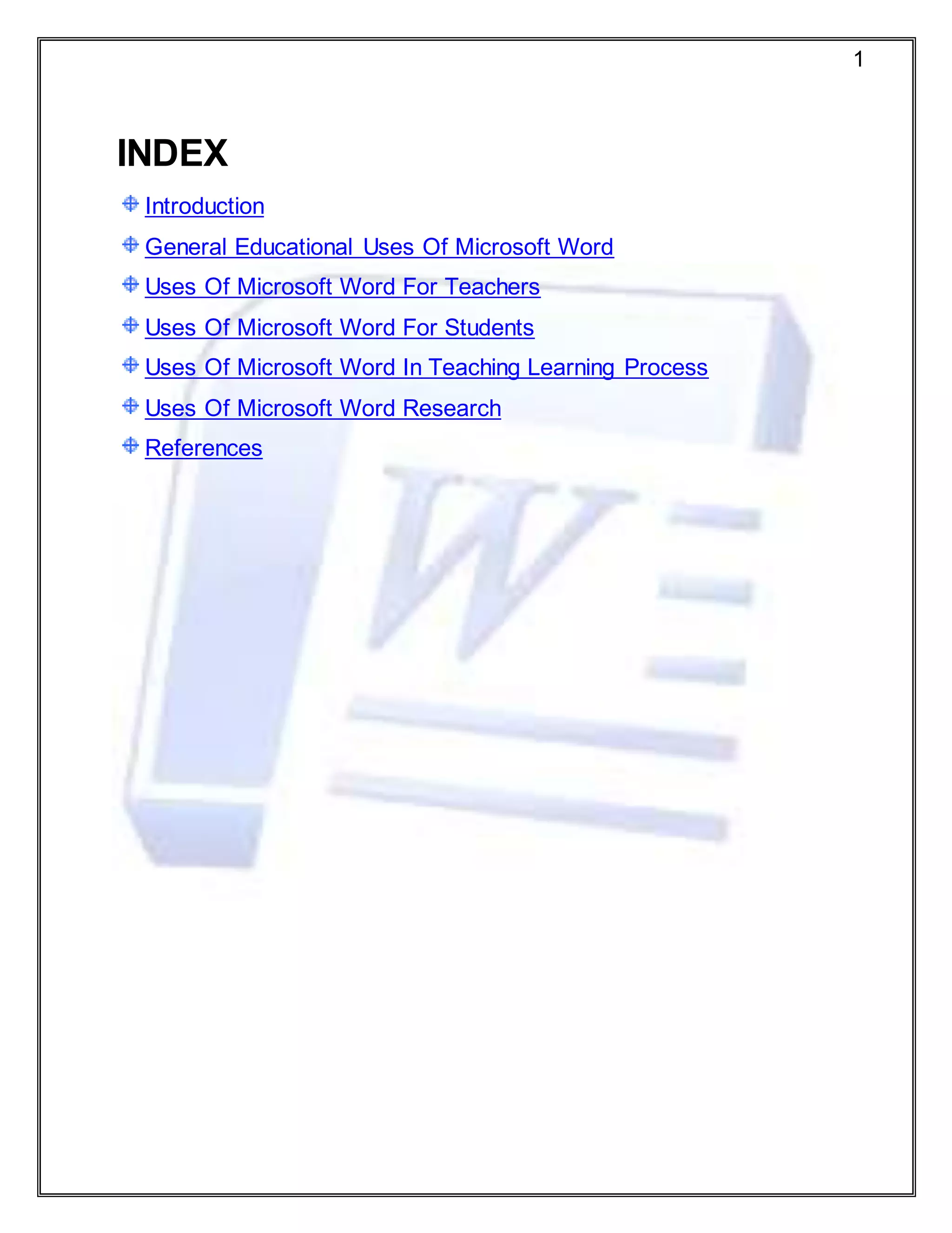 Uses of MS Word in Education | DOCX