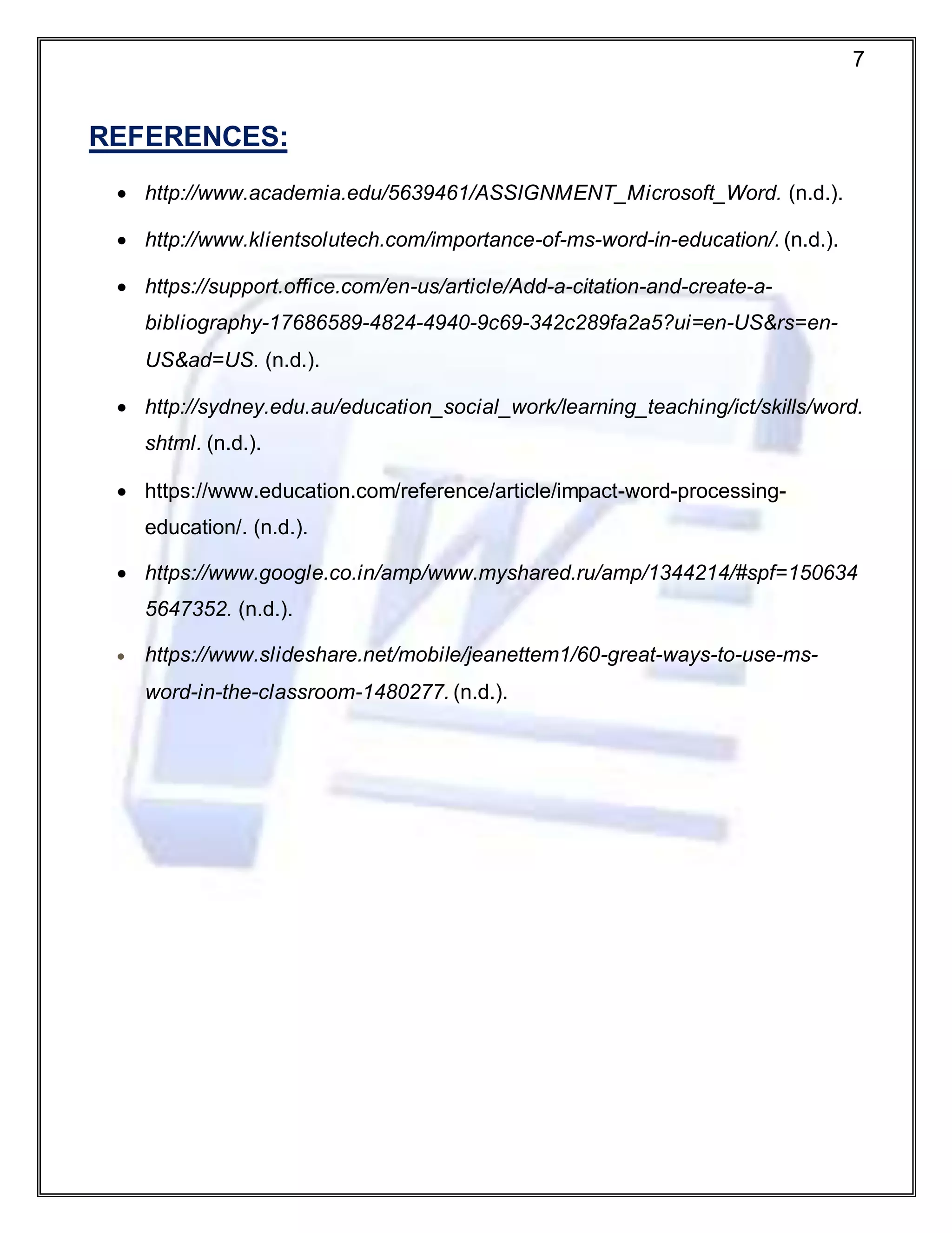 Uses of MS Word in Education | DOCX | Desktop Publishing | Computer ...