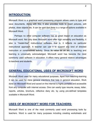 Uses of MS Word in Education | DOCX