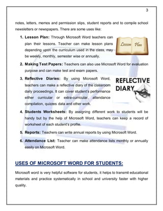 Uses of MS Word in Education | DOCX