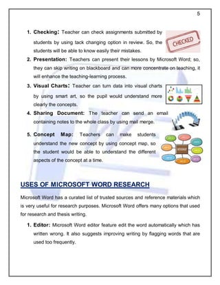 Uses of MS Word in Education | DOCX