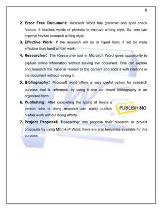 Uses of MS Word in Education | DOCX