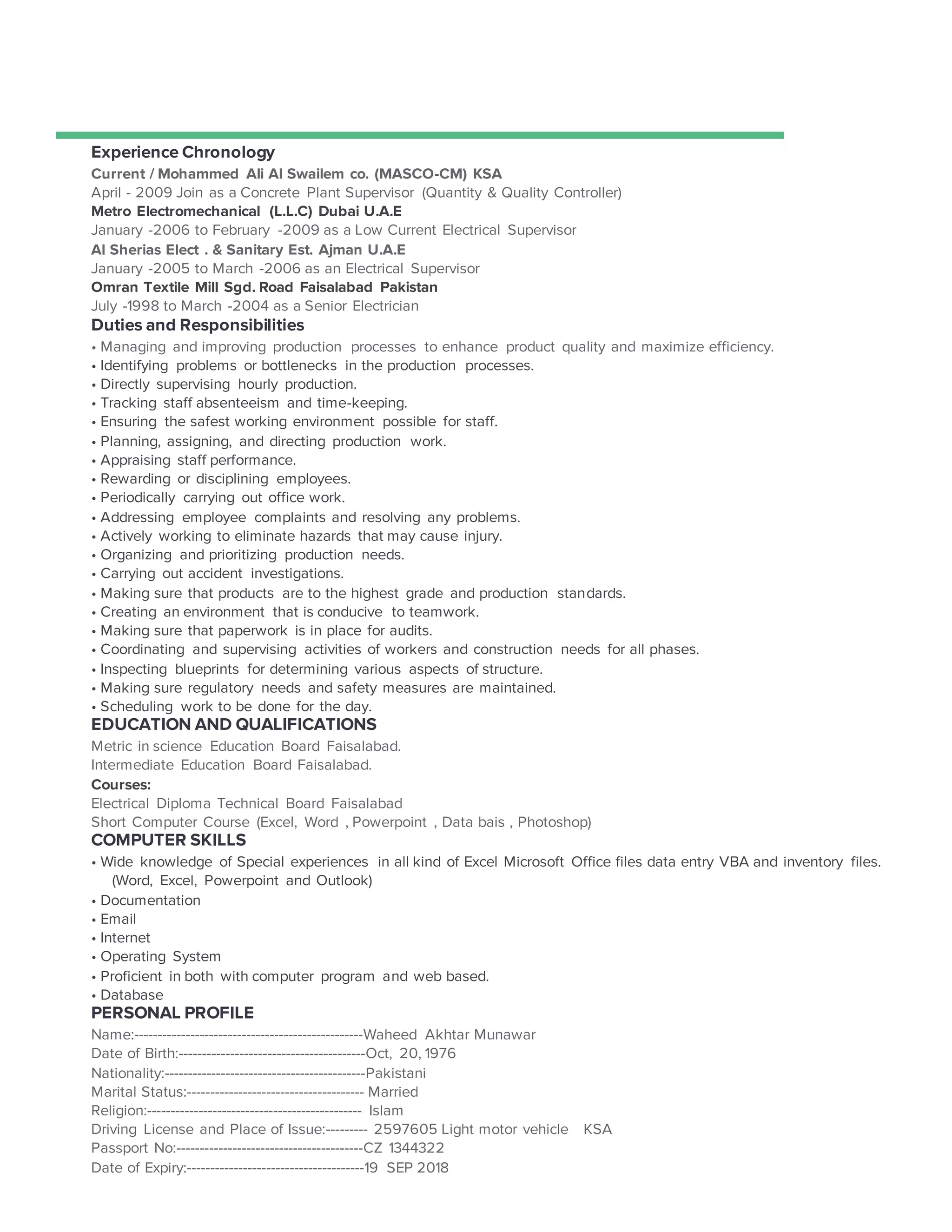 Waheed cv | DOCX